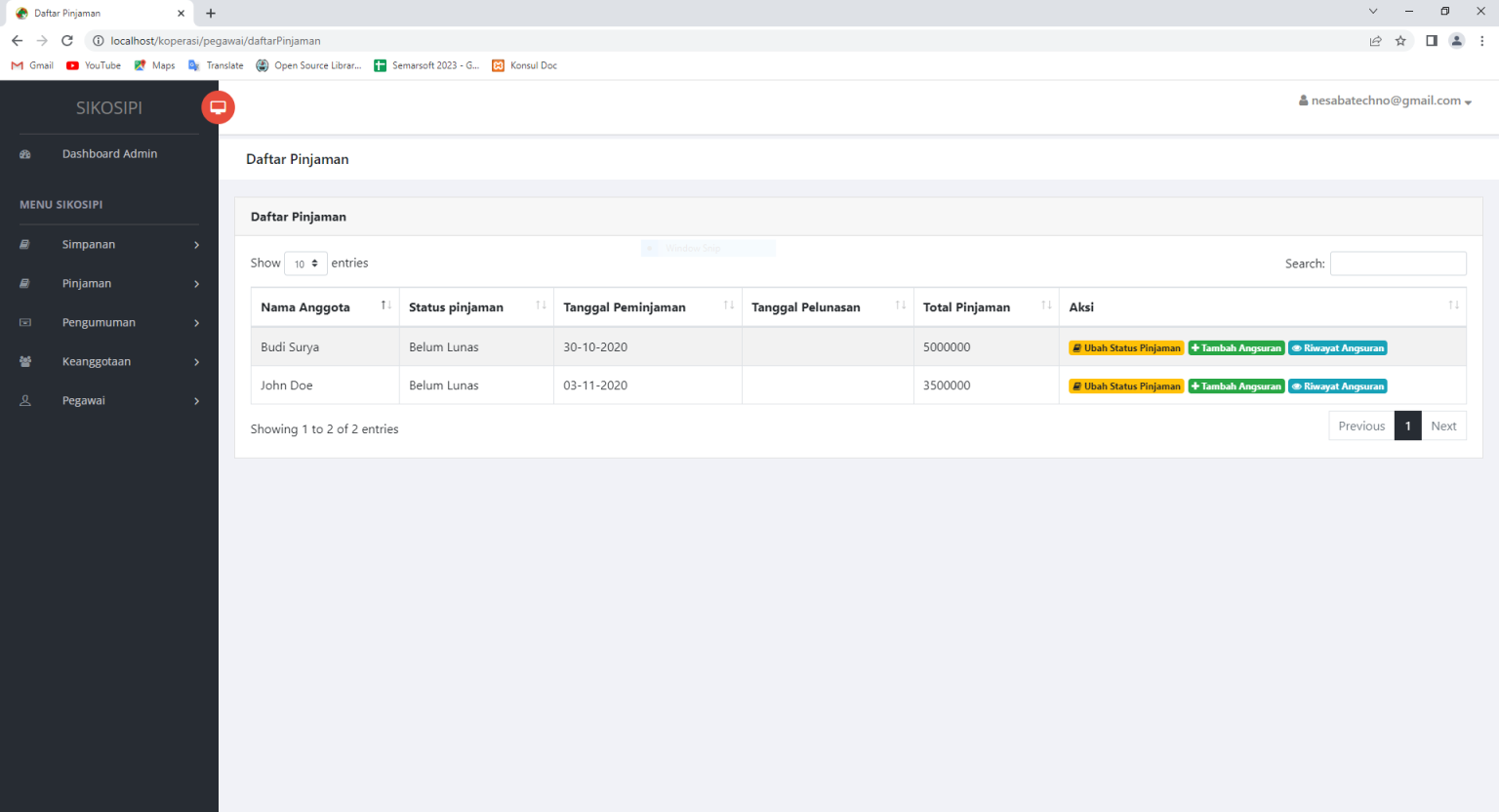 Download Aplikasi Koperasi Simpan Pinjam Web (Codeigniter)