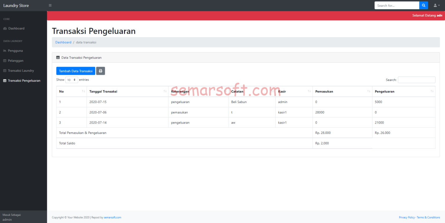 Download Aplikasi Jasa Laundry Web (PHP)