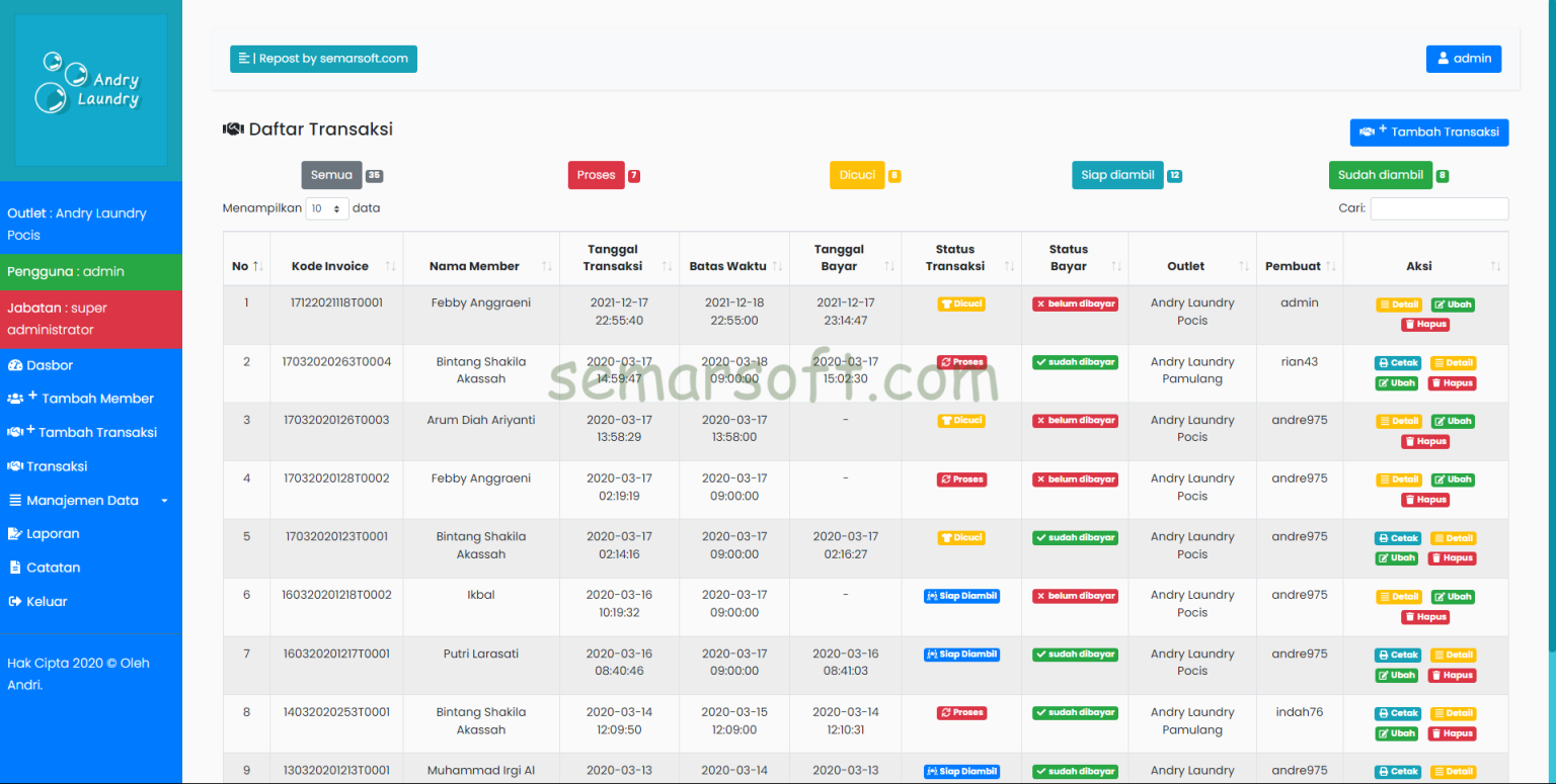 Download Aplikasi Laundry Web (Codeigniter)