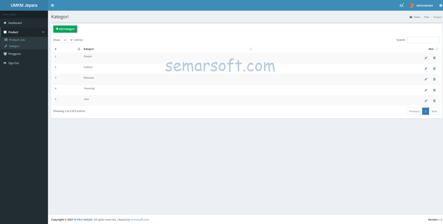 Download Sistem Informasi UMKM Web (Codeigniter)